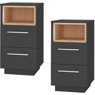 Vicco Table de chevet Beatrice, Anthracite, 36 x 68 cm Set de 2