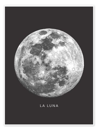 Posterlounge La Luna - der Mond Poster von Finlay and Noa 30 x 40 cm Schwarz Wandbilder Wanddeko