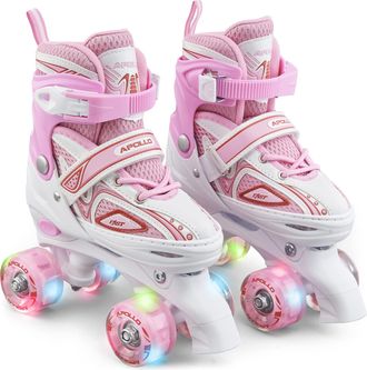 Apollo Super Quad X Pro | verstellbare Rollschuhe für Kinder | komfortable, größenverstellbare LED Roller Skates | Rollschuhe für Mädchen und Jungen | Größen