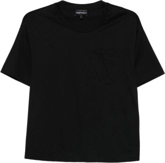 Emporio Armani Femme, Tops, Noir, Taille: 40 FR T-shirt en jersey de coton merceris&eacute;