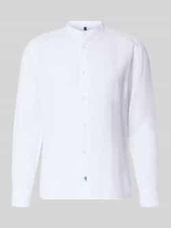 Olymp Level 5 Slim Fit Leinenhemd aus reinen Leinen mit Stehkragen
