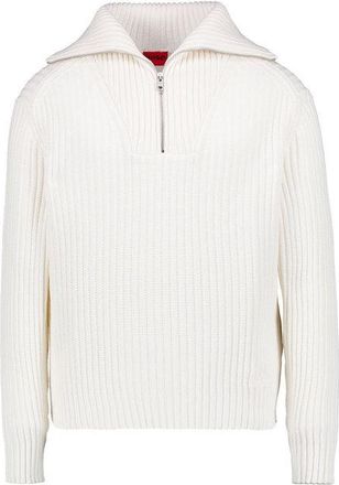 HUGO BOSS Herren Pullover beige Baumwolle unifarben