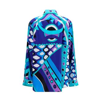 Emilio Pucci Womens Blue Silk Shirt