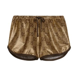 Gucci Metallic-Effekt Maxi GG Canvas Kleid - - Shorts - Damen - Gelb - XS
