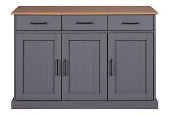 Inter Link SAS Commode - Buffet - Sideboard - Pin massif - FSC - 3 portes - 3 tiroirs - style cottage - Forenzo - 3T3Sgrau - Grau/Oak colori