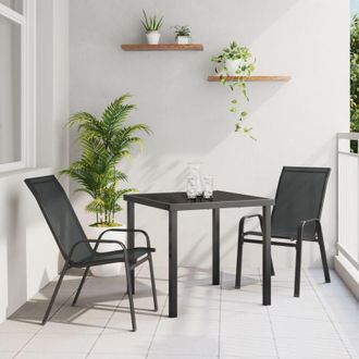 vidaXL Garten Essgruppe 3 pcs Schwarz Textilene und Stahl vidaXL