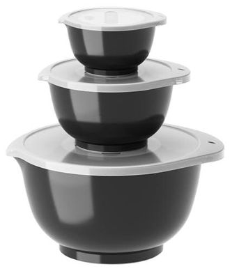 Rosti Mepal Margrethe Set de 3 Bols M&eacute;langeurs en Plastique - 3 Couvercles Inclus - Saladiers Herm&eacute;tiques - Saladiers Herm&eacute;tiques - 0,25 litre, 0,75 litre et 3 li