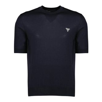 Prada Superfeiner Wollpullover mit Rundhalsausschnitt - - Knitwear - Herren - Blau - S