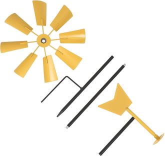 Yarnow Windmühle Metall Windrad Eisen Kunst Gartenstecker Windspiel Windanzeiger Gelb Wetterfest Garten Park Rasen Hof Kindergarten Outdoor Dekoration