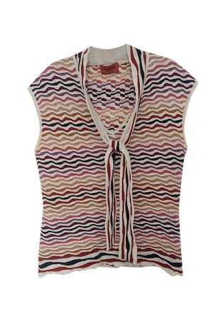 Missoni Multicoloured Abstract Knit Tie Blouse Size M