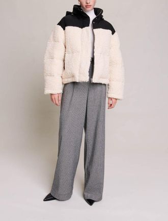 Maje Zweifarbige Steppjacke - Ecru Schwarz - Gr&ouml;&szlig;e 32 - Maje