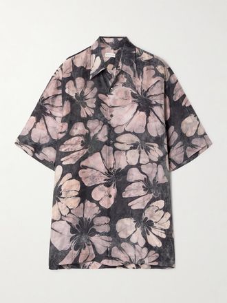 Dries Van Noten Chemise En Voile De Soie À Imprimé Fleuri - Violet