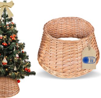 Creative Home Weihnachtsbaum Rock Weide | Kragen Korb &Oslash; 46cm x H 24cm | Deko Christbaumdecke Christbaumst&auml;nder Abdeckung Tannenbaum Umrandung f&uuml;r Weihnachtsbaumst&auml;n