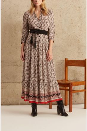 Gerard Darel Robe &agrave; &eacute;tages &agrave; motif boh&egrave;me - JOYCE - Ecru