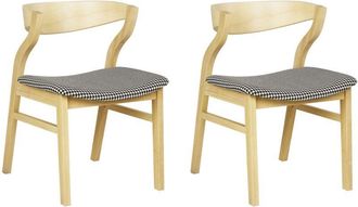 Beliani Esszimmerstuhl 2er Set Schwarz-Weiß Stoffbezug Helle Holzbeine Hohe Rückenlehne Retro Klassisches Design für Wohnzimmer Esstisch Gastronomie