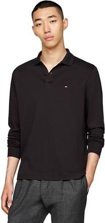 Tommy Hilfiger Polo Manches Longues Homme Liquid Cotton Regular Fit, Noir (Black), XL