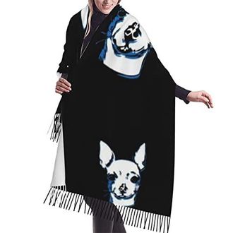 Generic FJAUOQ Écharpe douce avec pompon pour chihuahua, animal domestique, femme, couverture surdimensionnée tendance, Comme indiqué sur la photo, taille uni
