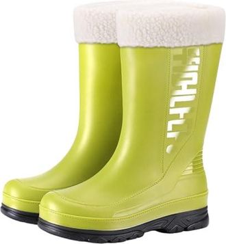 Generic Bottes en caoutchouc doublées pour homme et femme - Bottes mi-hautes - Légères et imperméables - Bottes de pluie extra larges - Bottes de pluie doublé