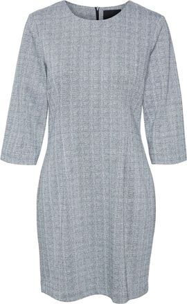 Vero Moda Damen Vmsilva 3/4 Sl Short Dress Minikleid, Black/Detail:Snow Whtie Herringbone, Small