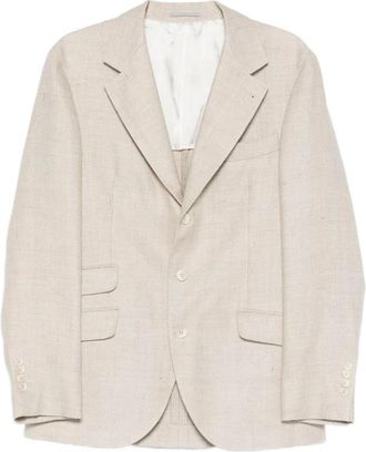 Brunello Cucinelli Homme, Vestes, Beige, Taille: 2XL Veste de tailleur en m&eacute;lange de lin