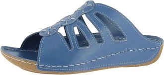 Andrea Conti Damen Pantolette Flacher Slipper, Jeans, 42 EU