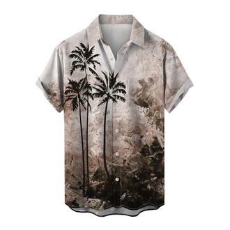 Generic Chemise de bowling hawa&iuml;enne boutonn&eacute;e pour homme, jaune, 5XL