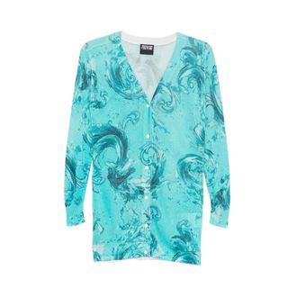 Versace Jeans Couture Bedruckte Strickjacke - - Knitwear - Damen - Blau - M