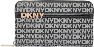 DKNY Avril Zip Around Wallet, Billfold pour Femme, Logo Noir et Noir, L