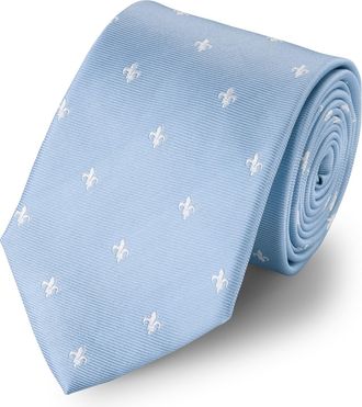CHARLES TYRWHITT Krawatte aus Seide mit heraldischen Lilien - Himmelblau