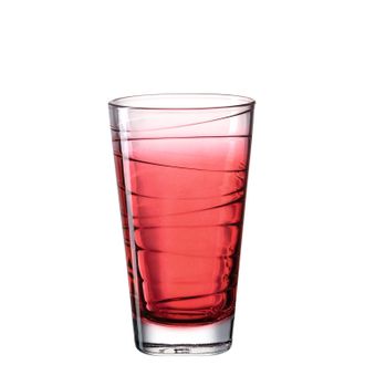 Leonardo Leonardo Vario Struttura Trink-Glas, 1 St&uuml;ck, sp&uuml;lmaschinenfestes Longdrink-Glas, bunter Trink-Becher aus Glas, Saft-Glas, rot, 280 ml, 026836