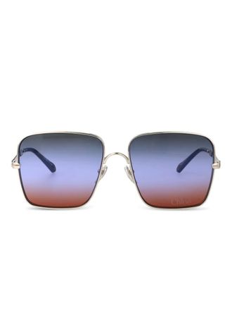 Chloé Sonnenbrille mit eckigem Gestell - Silber