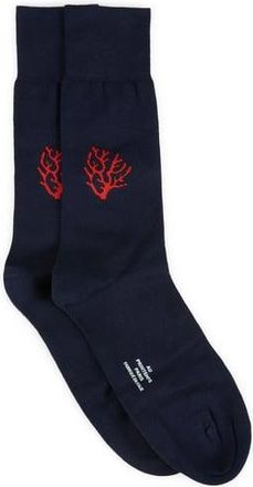 Au Printemps Paris Chaussettes hautes imprim&eacute; corail en coton m&eacute;lang&eacute;