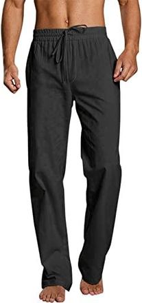 Generic Pantalon cargo pour homme UK : pantalon d&eacute;contract&eacute; &agrave; nouer avec poche de couleur unie en coton pour homme, pantalon de plage d&eacute;contract&eacute;, l&eacute;ger, cord