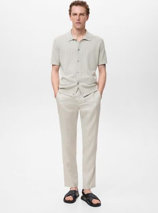 Mango Chemise coton détails ajourés gris glacé - Homme - XXL - MANGO MAN