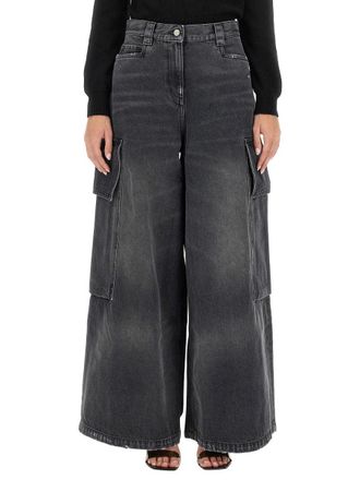 Palm Angels Wide Parachute Cotton Jeans - Gray