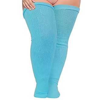 Generic Chaussettes Hautes Femme Grande Taille, Chaussettes en Coton Solides pour Femmes, Grande Taille, Au-Dessus Du Genou, Chaussettes Extra Longues, Très É