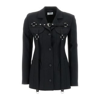Off-white Sakko mit Einreiher und Gurt - - Jackets - Damen - Schwarzk - M