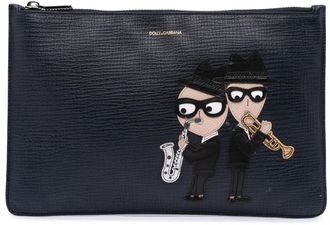 Dolce & Gabbana Clutches - Leather DG Family Patch Zip Pouch - Gr. unisize - in Schwarz - f&uuml;r Damen