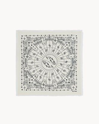 Kujten Petit bandana cachemire, imprim&eacute; signe astrologique Poissons - Petit Bandana Hachi Sign Poissons