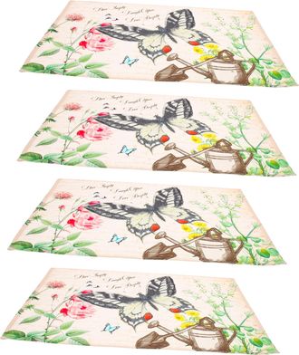 SOLUSTRE 4 Stück Teiliges Vintage Tischset aus Baumwolle Leinen Hitzebeständige Platzsets für Esszimmer Abwischbar rutschfest Strapazierfähig für Zuhause und R