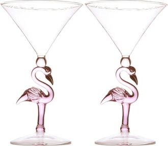 Cabilock Amosfun 2stücke Stylische Flamingo-weingläser Aus Rosa Glas Multifunktionale Cocktail Rotweingläser Für Hochzeit Party Und Haushalt Elegantes Design A