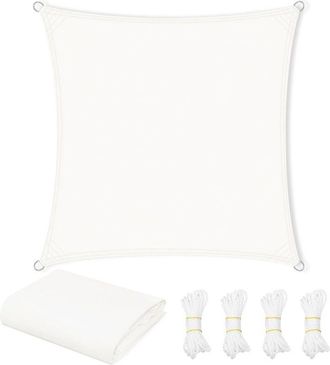 Woltu Woltu - Voile dOmbrage Imperm&eacute;able 2,5x2,5x3,5 m, en pes, 200 g/m&sup2; Polyester, Toile Parasol Protection Solaire et Rayons uv, Beige