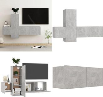 vidaXL Vidaxl - 3-tlg. TV-Schrank-Set Betongrau Holzwerkstoff - tv Schrank Set - Wandmontage - Wohnraum Dekoration - Regal - Betongrau - Home & Living