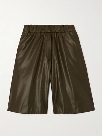 Dries Van Noten Shorts Aus Kunstleder - Gr&uuml;n