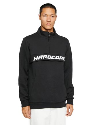 Koton Men Basic Sweatshirt High Neck Zippered Slogan Printed Multicolor