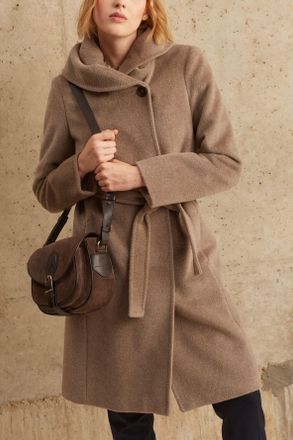 Gerard Darel Manteau ceintur&eacute; &agrave; col drap&eacute; - SIDONIE - Muscade