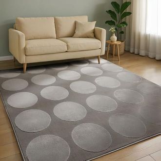 benuta Basic Tapis Salon Claire - Gris 120x170 cm - Minimaliste g&eacute;om&eacute;trique r&eacute;tro - Facile Entretien - Compatible Chauffage - pour Chambre, Bureau, Couloir, 