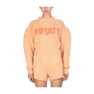 Rotate Rotate Birger Christensen, Femme, Pulls, Orange, Taille: 36 FR Pull en grosse maille &agrave; logo