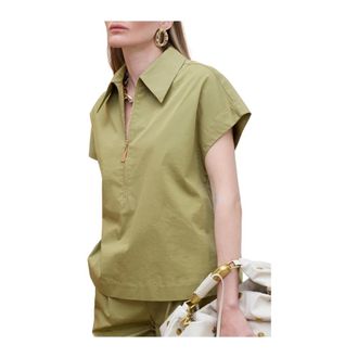 Lola Casademunt Femme, Blouses et Chemises, Vert, Taille: 40 FR Chemisier Col V avec Zip