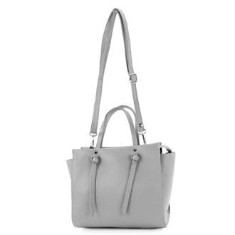 modamoda.de T219 Damen Leder Henkeltasche Handtasche Schultertasche handmade in Italy, Farbe:Telegrau